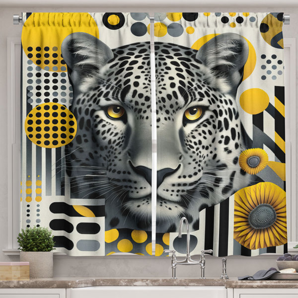 Ambesonne Leopard 55'' W Kitchen Curtain | Wayfair