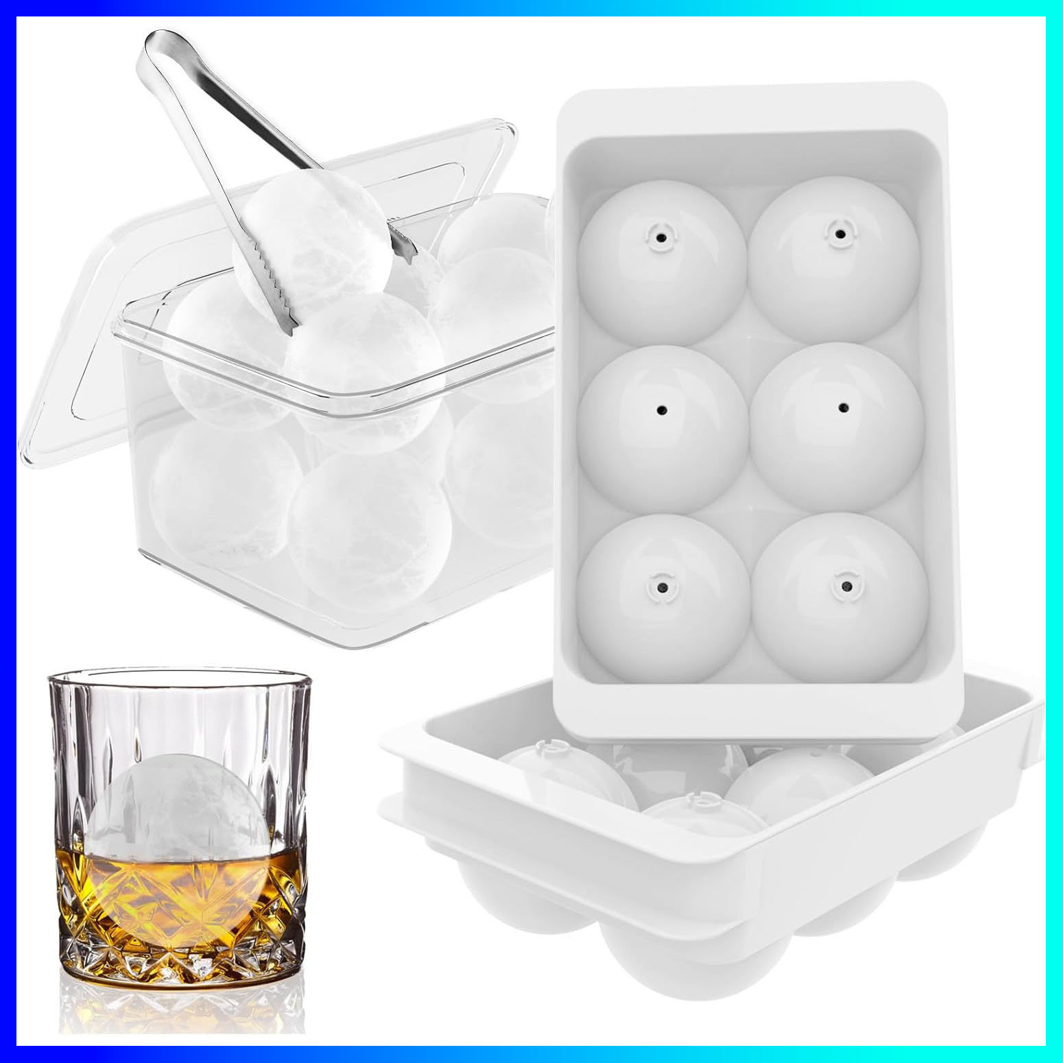 ADVOSON Premium Jumbo Round Ice Cube Molds For Whiskey – 1.9 Inch 6 ...