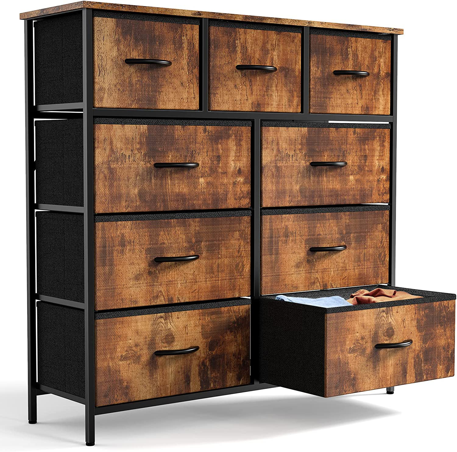17 Stories 39.37'' W 9-Drawer Fabric Dresser with Wood Top, Storage ...