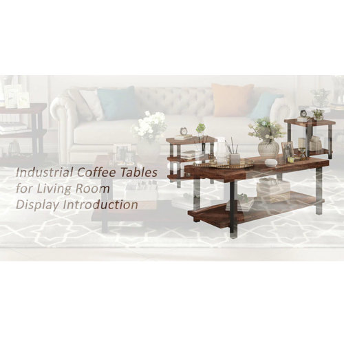 Millwood Pines Adamo Coffee Table with Open Storage and Metal Frame for ...