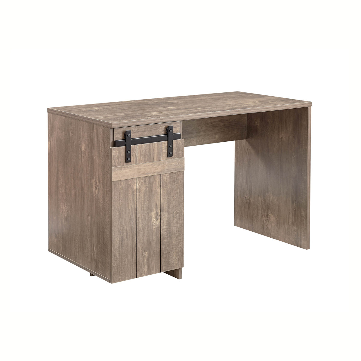 Gracie Oaks Office Desk Distressed Wood One Cabinet Three Shelves Faux ...