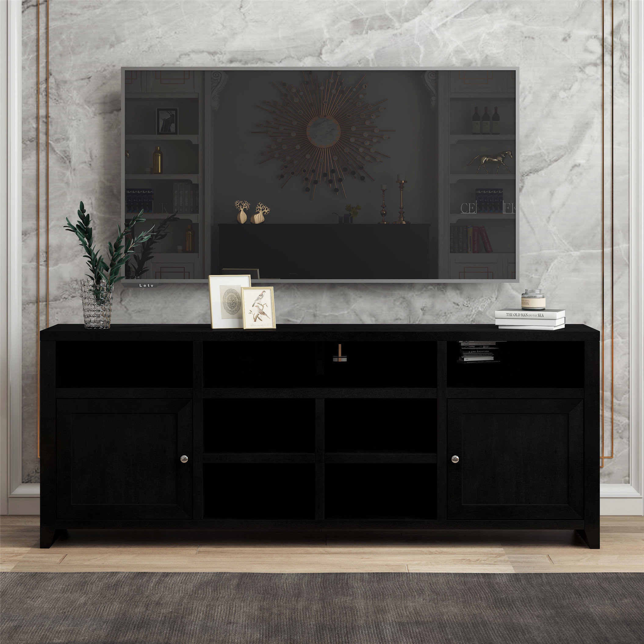 Red Barrel Studio® Sophisticated TV Stand Console with Ample Storage ...