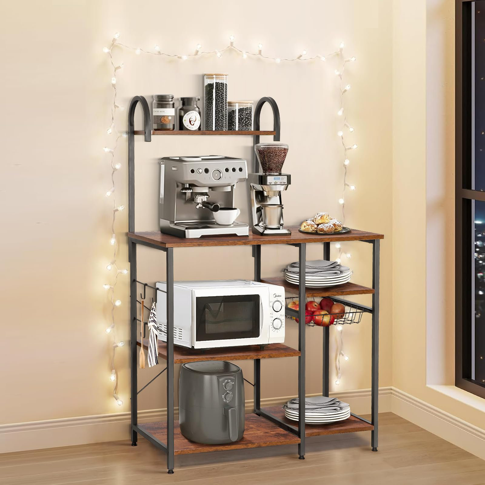 17 Stories Baker's Rack, Microwave Stand, Kitchen Storage Rack With ...