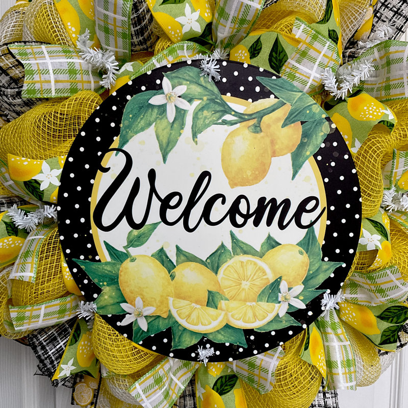 Primrue Spring Welcome Wreath With Lemons | Wayfair