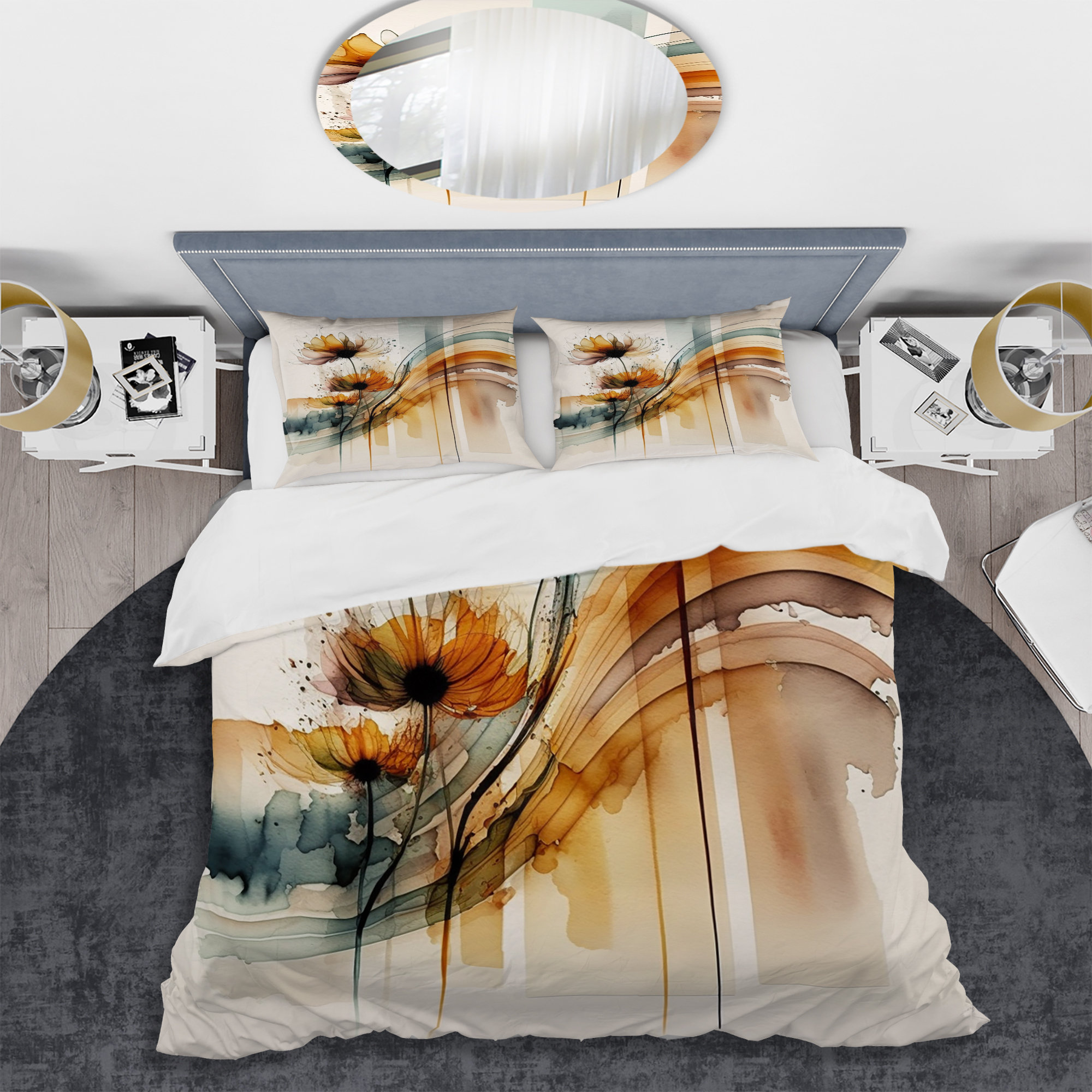 Design Art Orange Daisy Flowers Hyper Realistic II - Daisy Duvet Cover ...