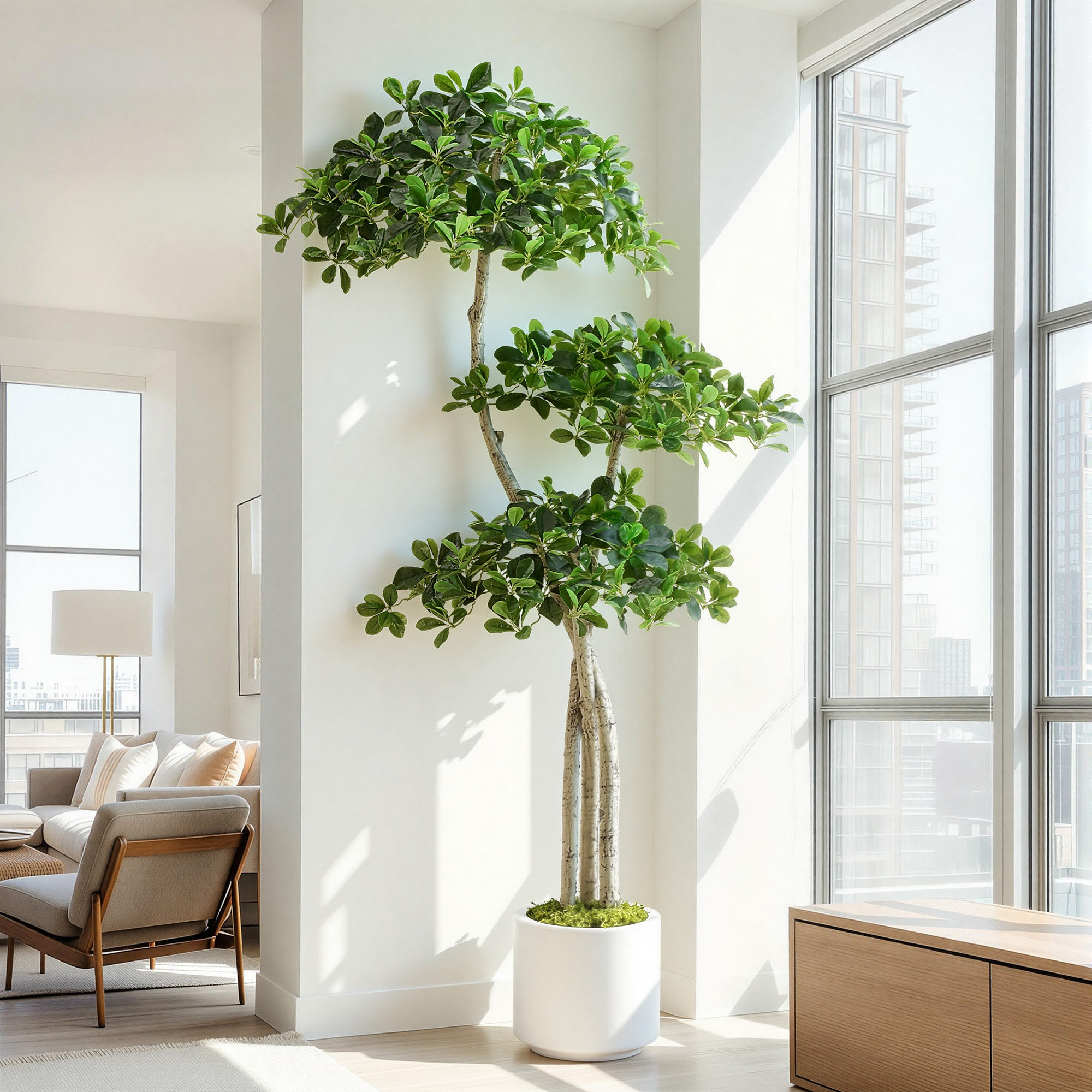 Primrue 6FT Artificial Black Olive Tree - 180cm Tall, 3 Trunks 1260 ...
