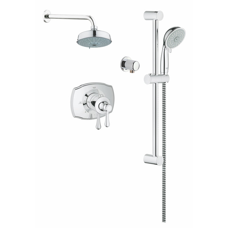 GROHE Authentic Thermostatic Complete Shower System with Rough-in Valve ...