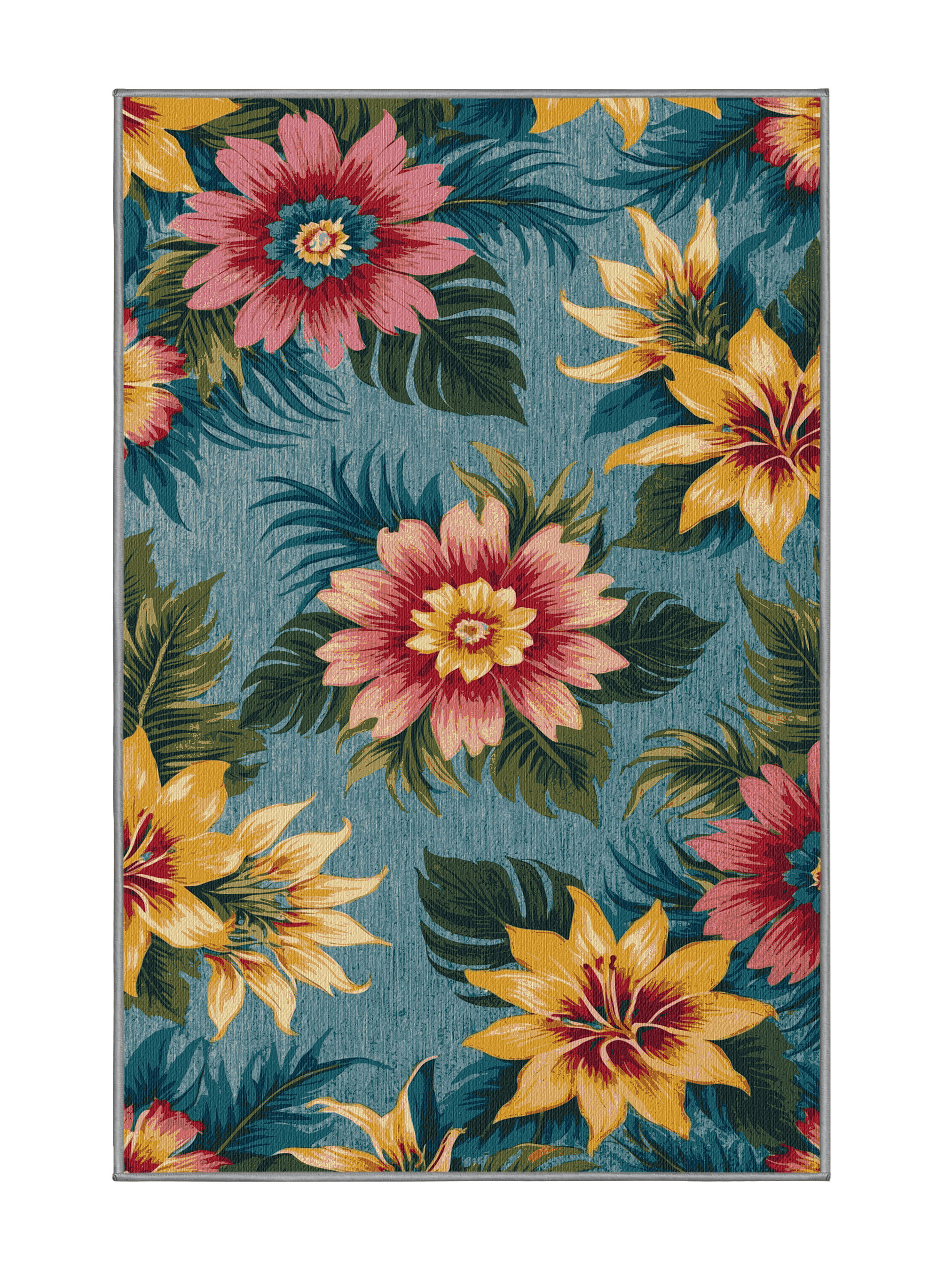 Dakota Fields Washable Flower Brights Hawaiian Area Rug | Wayfair