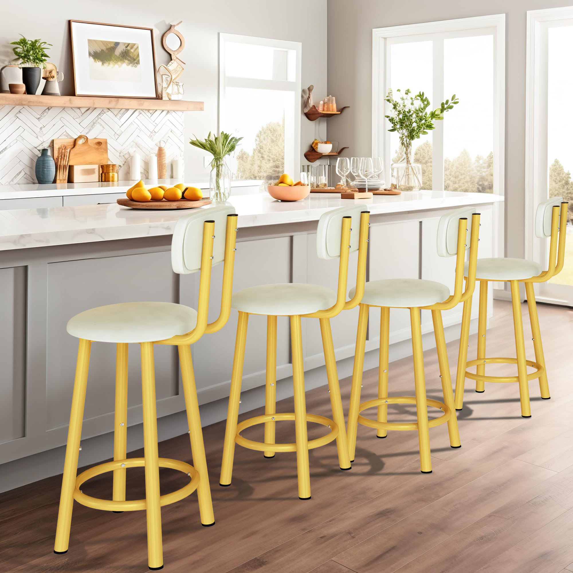 Latitude Run® Emilce Upholstered 24.61'' Counter Stool with Metal Frame ...