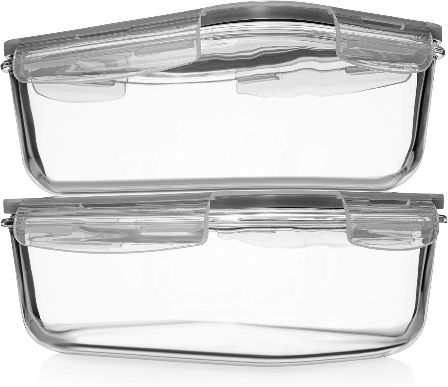 Hokku Designs 8 Cups/ 63 Oz 4 Piece (2 containers + 2 Lids) Large Glass ...