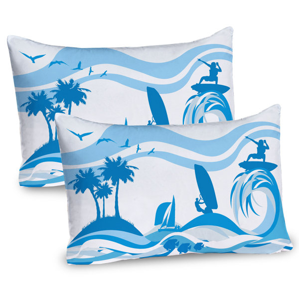 Ambesonne Aquatic Pillow Sham 2 Pack Surfer Waves Summertime 26"x20 ...