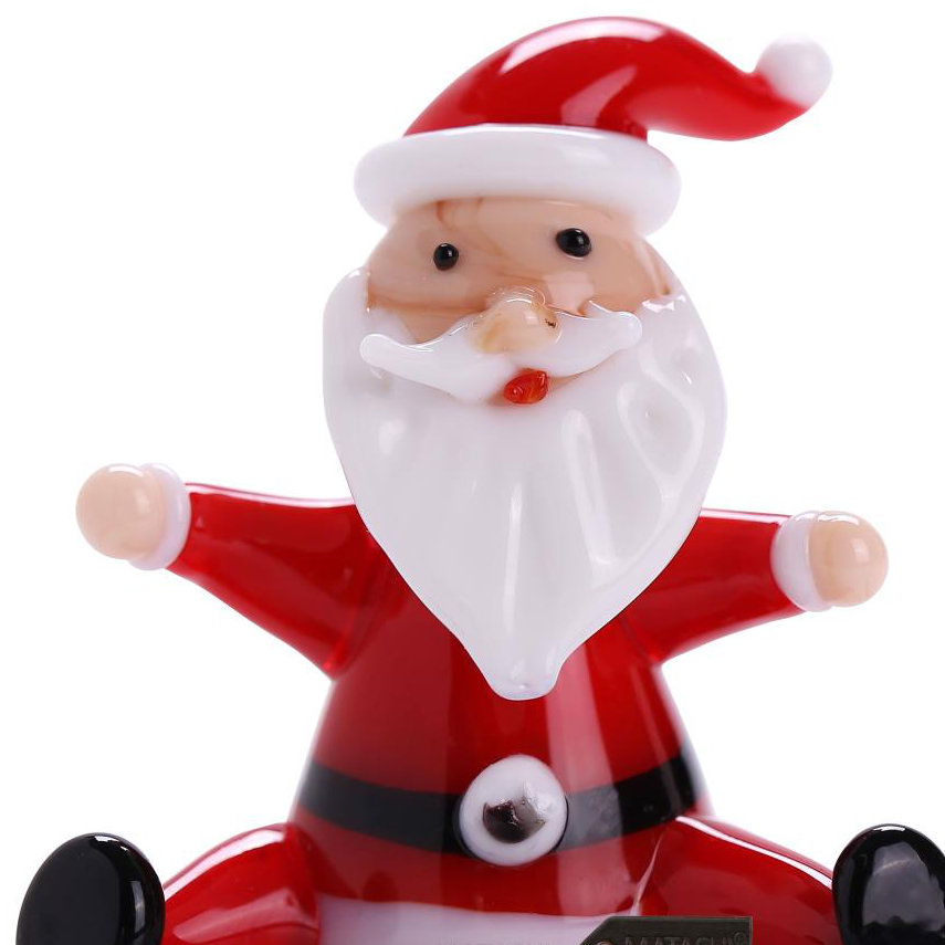 The Holiday Aisle® Christmas Winter Decorative Glass Sitting Santa ...