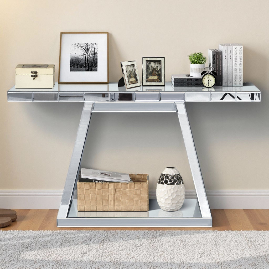 Orren Ellis 55.9" Full-Body Mirror Console Table – 360° Reflective ...