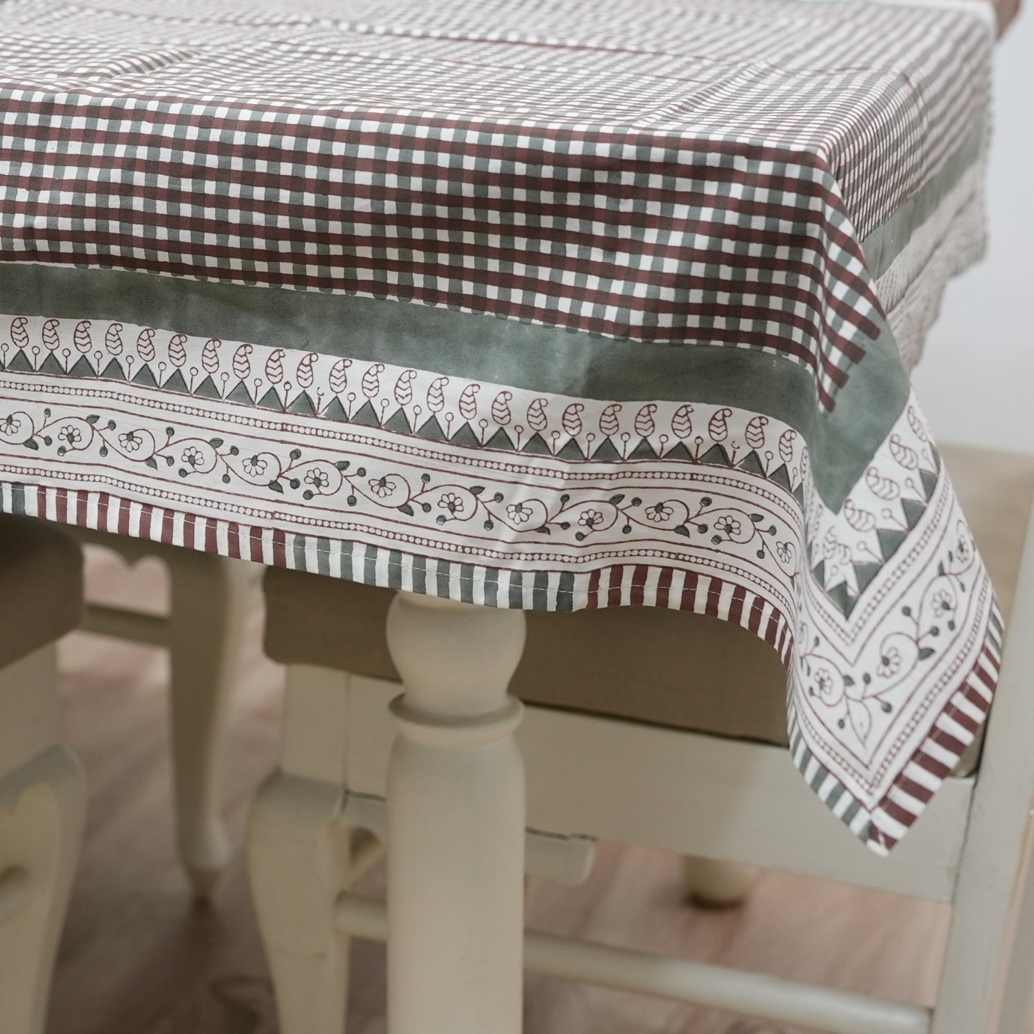 Rosalind Wheeler 72X160 Handcrafted Table Cover – Checkered with Floral ...