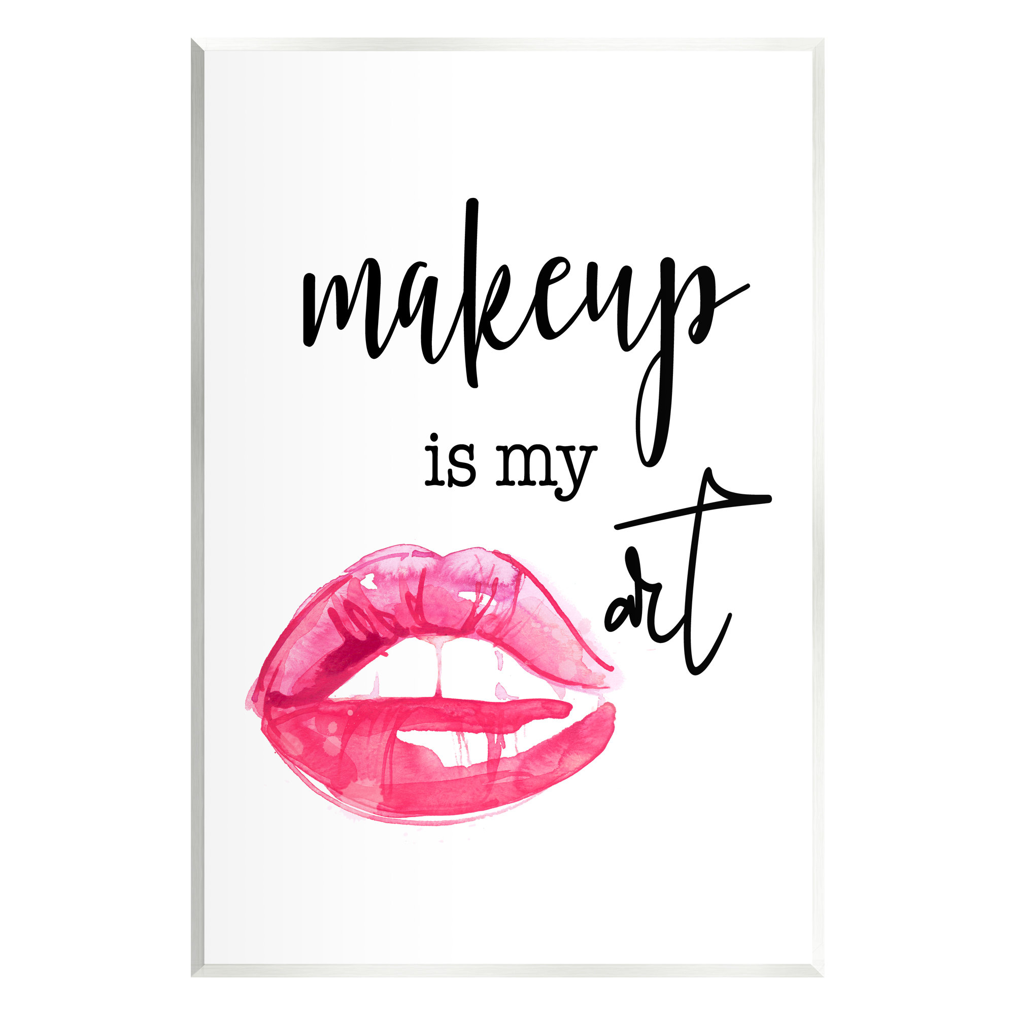 Stupell Industries Makeup Is My Art Glam Lips Typography Style Wall ...