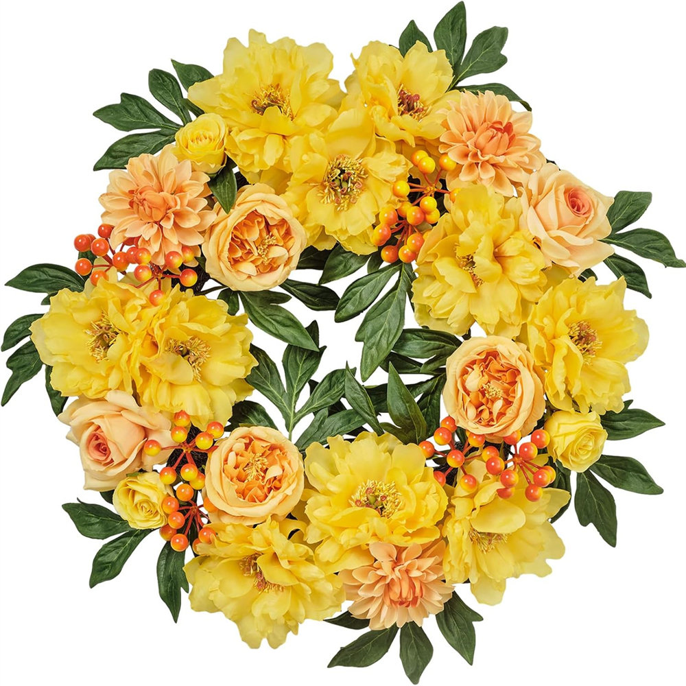 One Allium Way Spring Wreaths For Front Door,Peony Wreath For Front ...