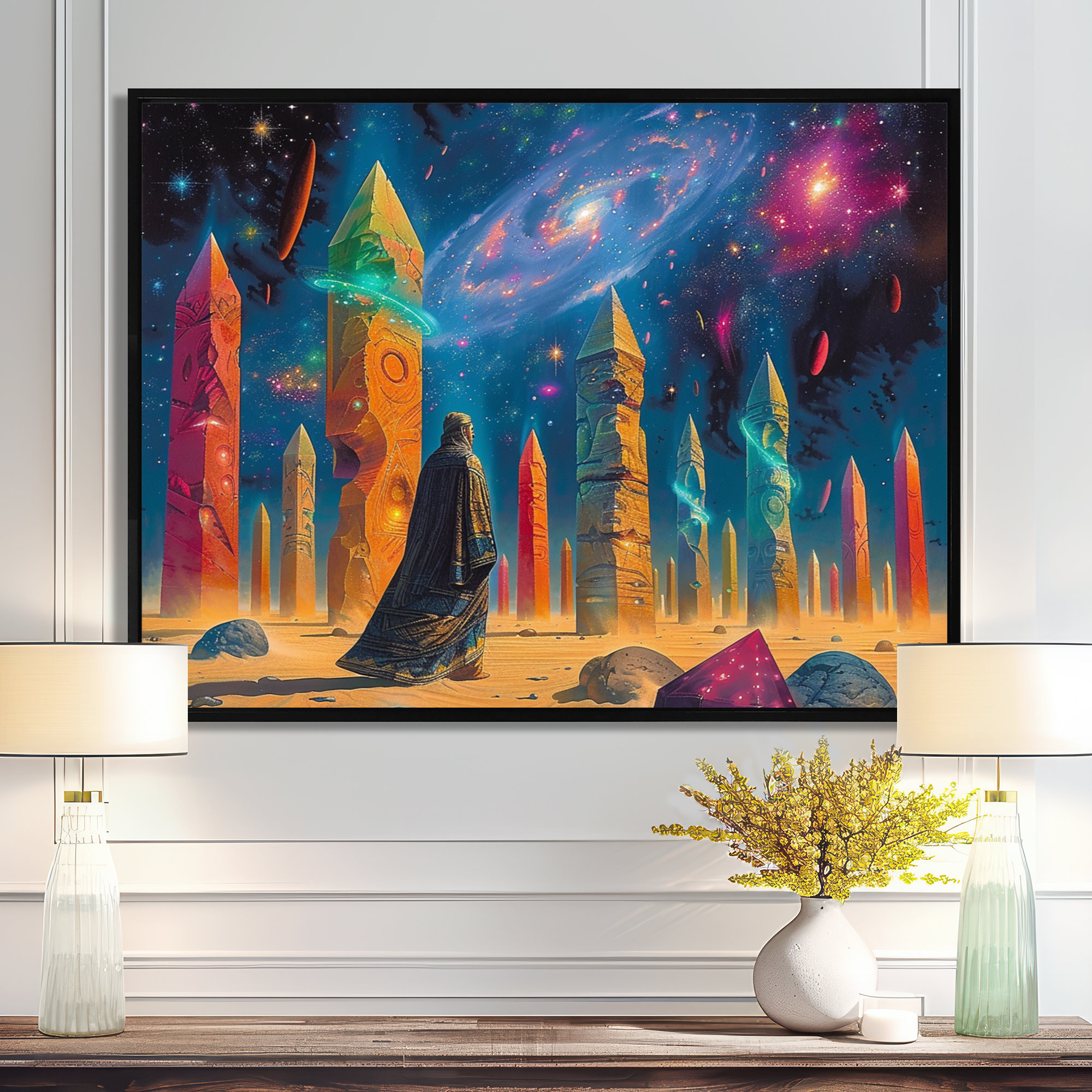 Wrought Studio™ Cosmic Wanderer Crystal Pillars - Space Landscapes Wall ...