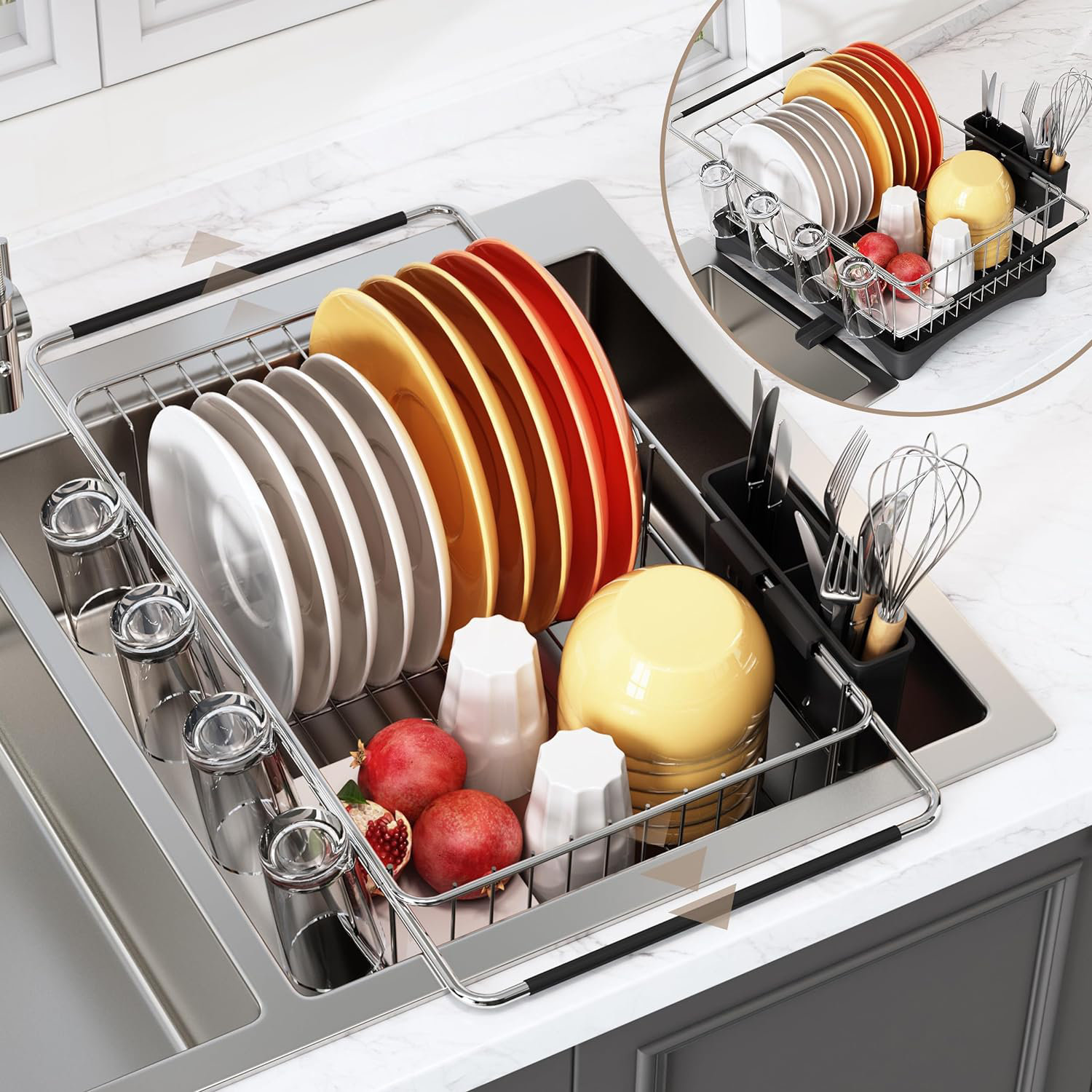 Anadea Sink Dish Drying Rack - Dish Drainers With Drainboard For ...