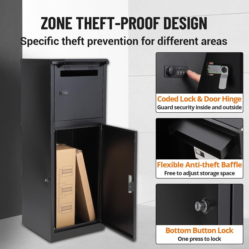gaomon Anti-Theft Parcel Drop Box, 7.2 Cu Ft, Steel, Combination Lock ...