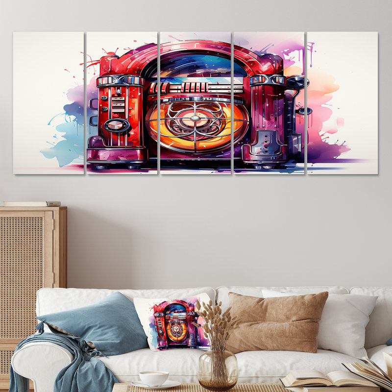 Lark Manor™ Rock N Roll Jukebox Fever I - Jukeboxes 5 Piece Wall Art ...