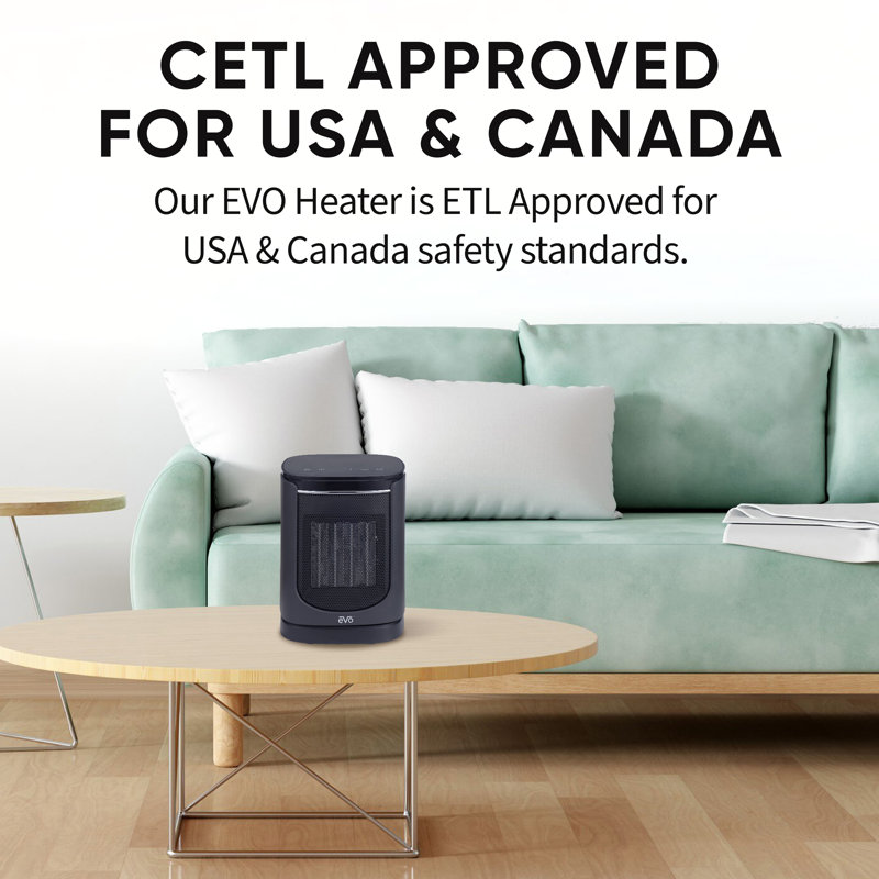 Evo 1500 Watt 12000 BTU Electric Compact Space Heater with Adjustable ...