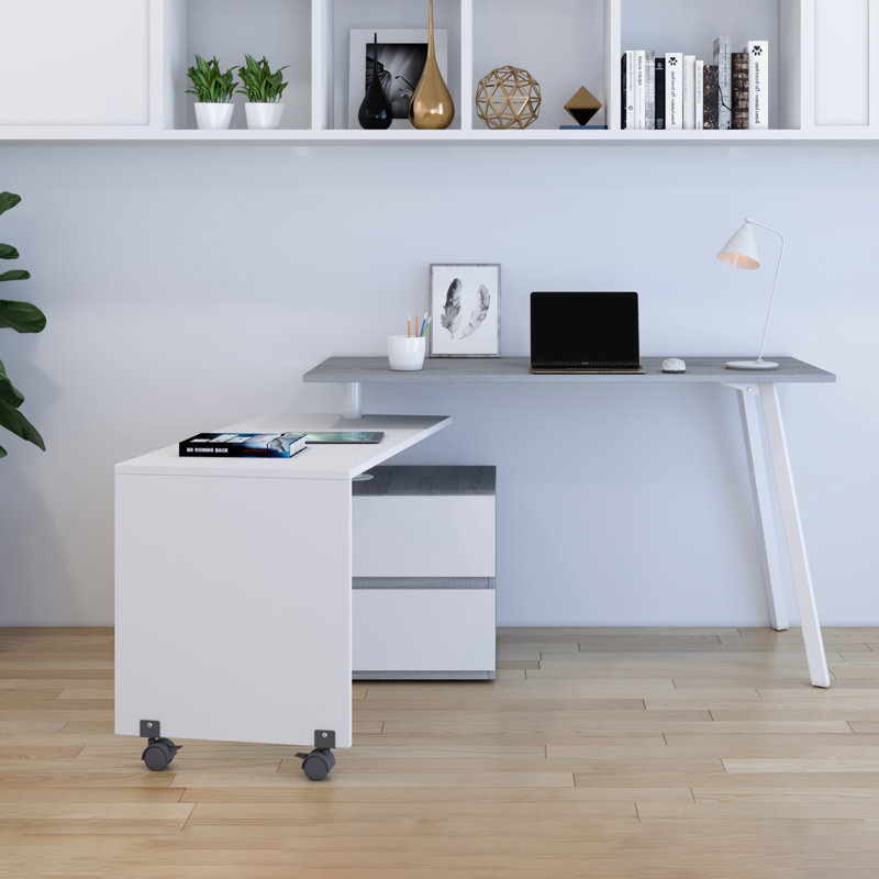 Latitude Run® Rotating Multi-Positional Modern Desk, Grey | Wayfair