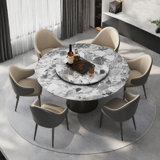 ALLNICEDT Simple Modern Luxury Stone Round Dining Table Set | Wayfair