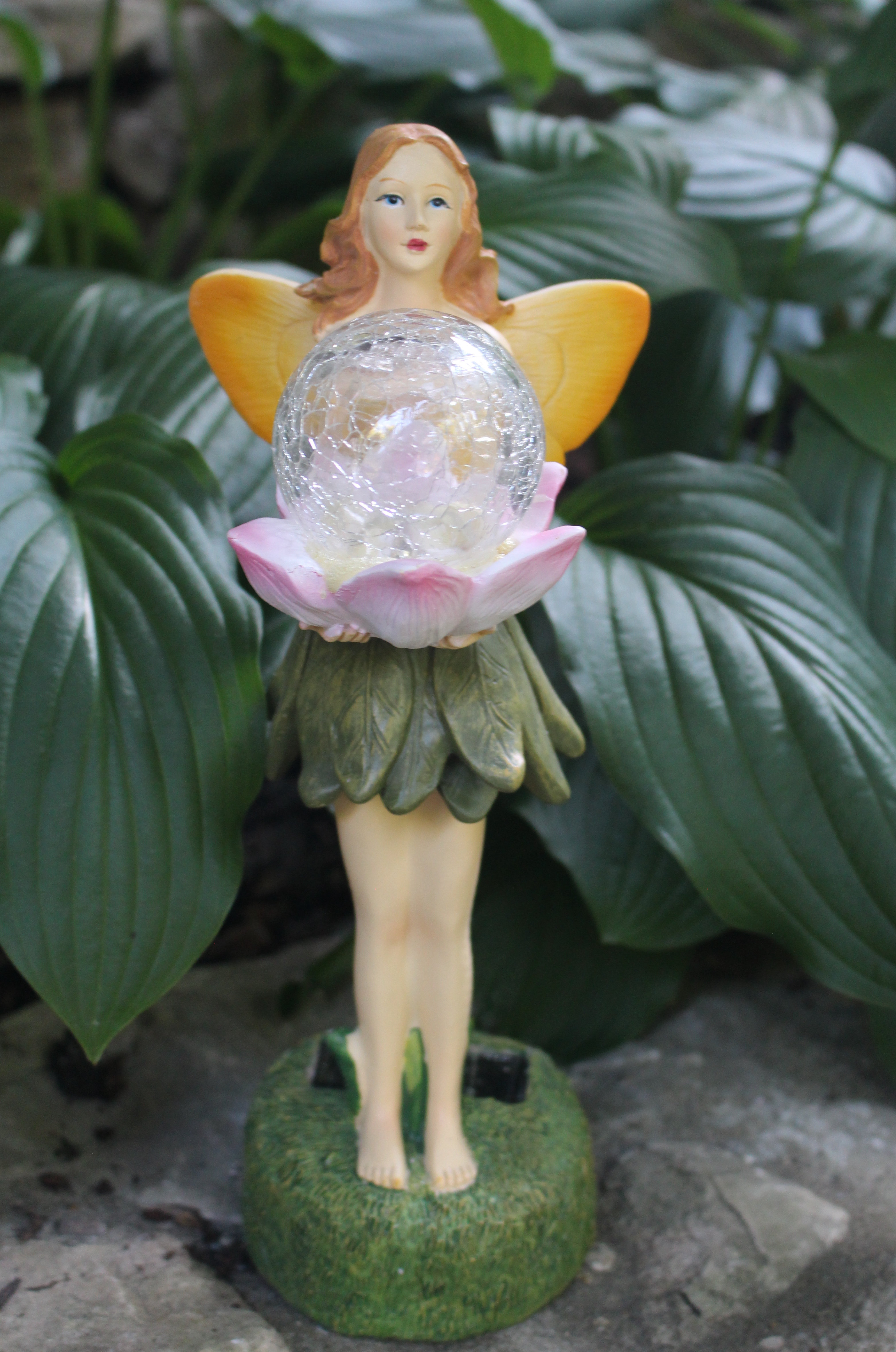 Amples Solar Powered Fairy Statue Glass Ball Garden Decoration ...