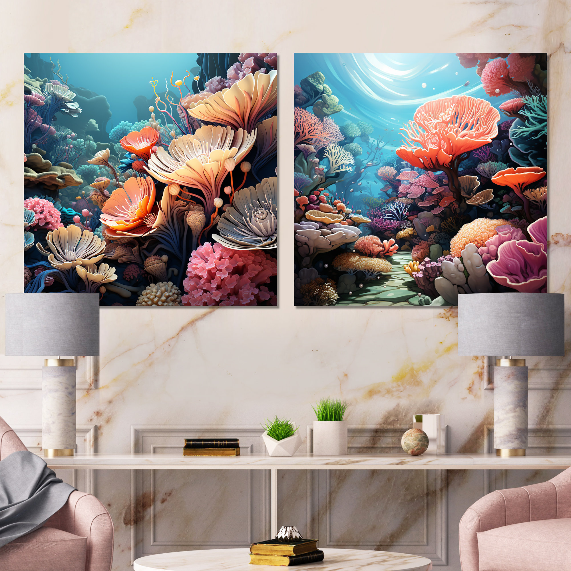 Winston Porter Multicolor Coral Reef Explorations I - Coral Canvas Wall ...