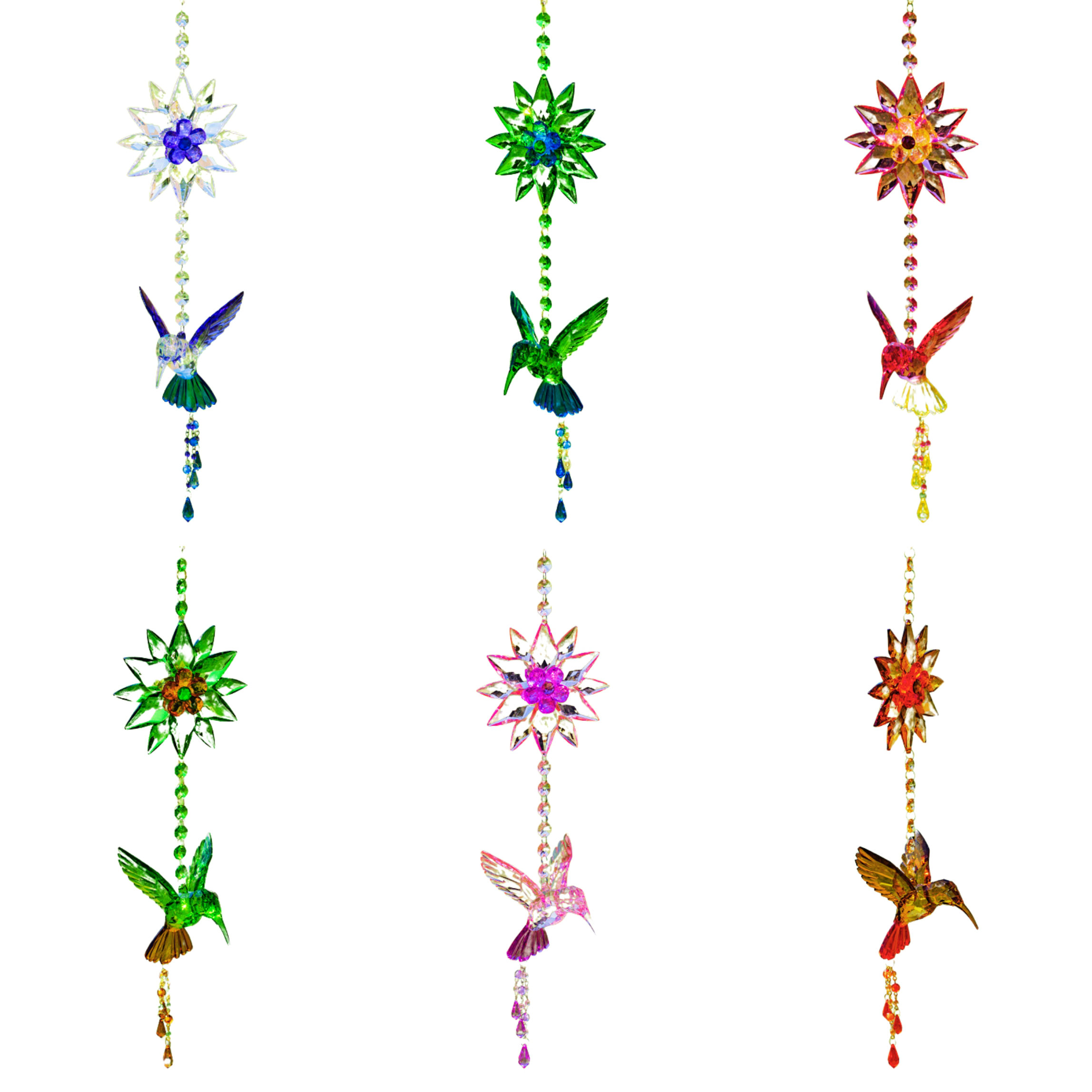Red Barrel Studio® Assorted Hanging Acrylic Hummingbirds with Sunflower ...