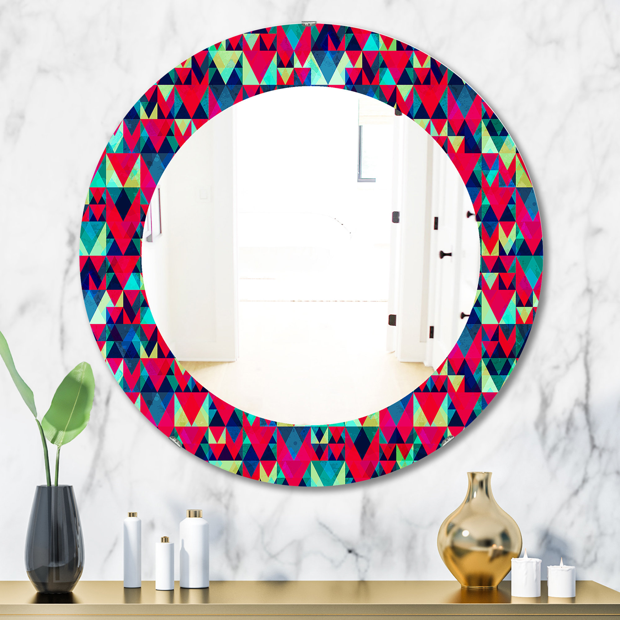 East Urban Home Triangular Colourfields 12 Modern Accent Mirror ...