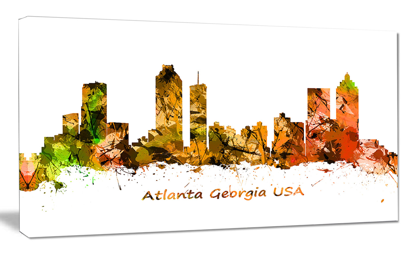 Design Art Atlanta Georgia Skyline - Wrapped Canvas Graphic Art Print ...