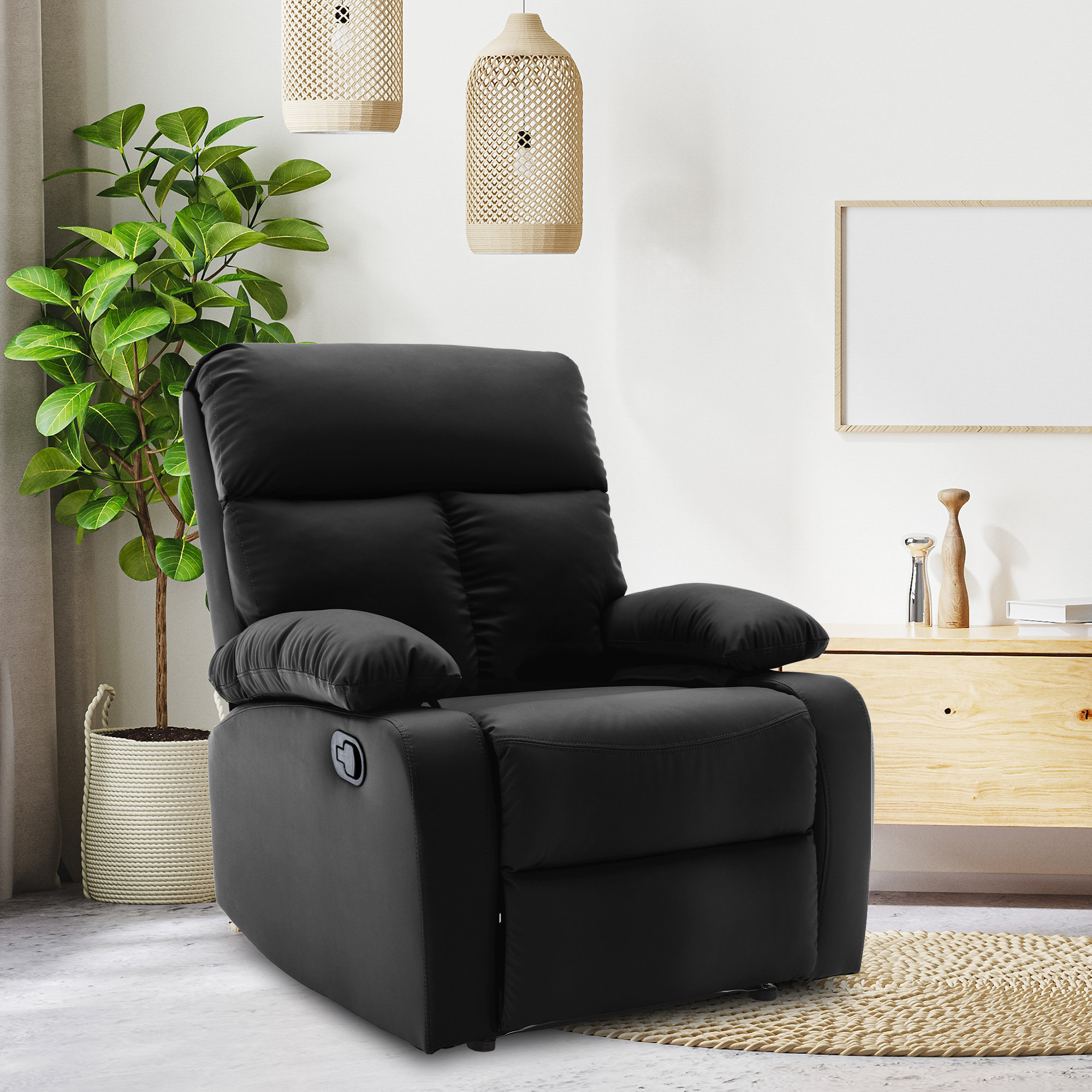 Ebern Designs 30-inch Wide Faux Leather Compact Recliner Standard ...