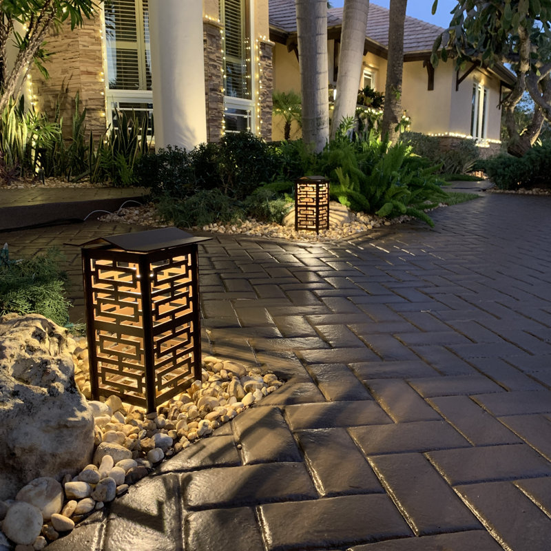 TedStuff 13.75" Tall Polynesian Style Low Voltage LED Metal Pathway ...