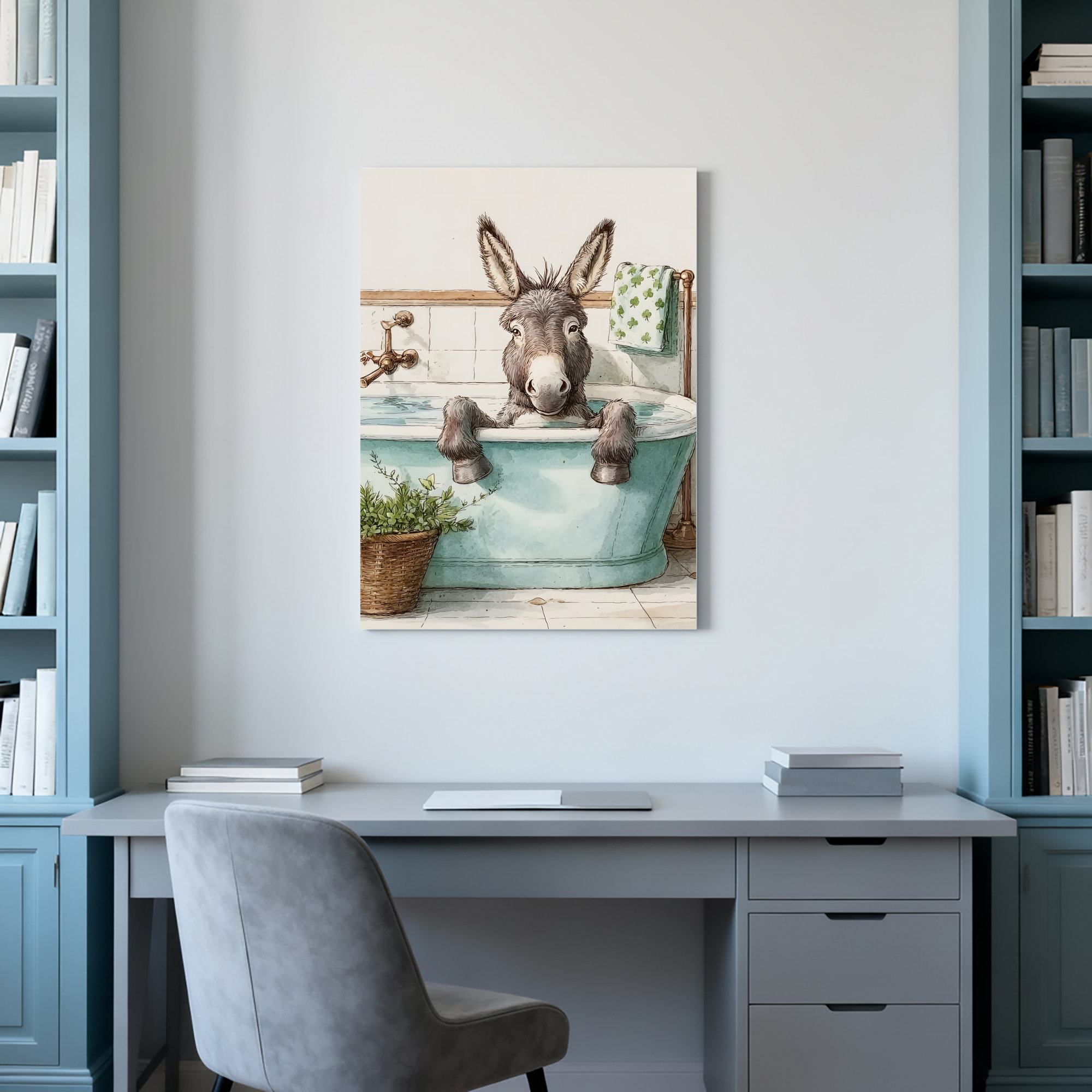 Ophelia & Co. Donkey In Bathtub Whimsical Animal Art Canvas Wrapped ...