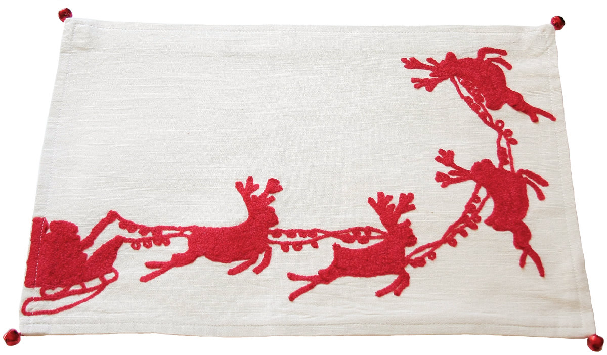 Xia Home Fashions Santas Sleigh with Bells and Reindeer Crewel ...