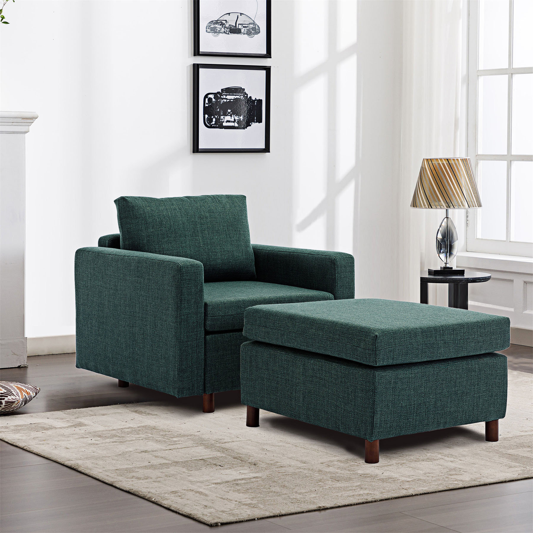 Latitude Run® Single Seat Module Sofa With Ottoman Upholstered Chair ...