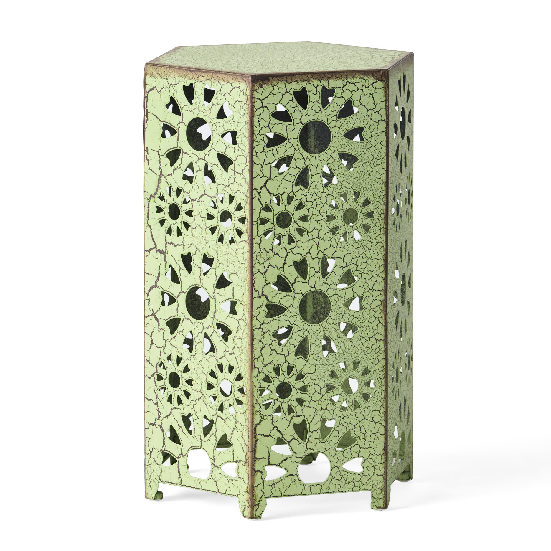 Charlton Home® Cut Out Side Table, Iron, 12"x10.5"x18.5", For Patio Use ...