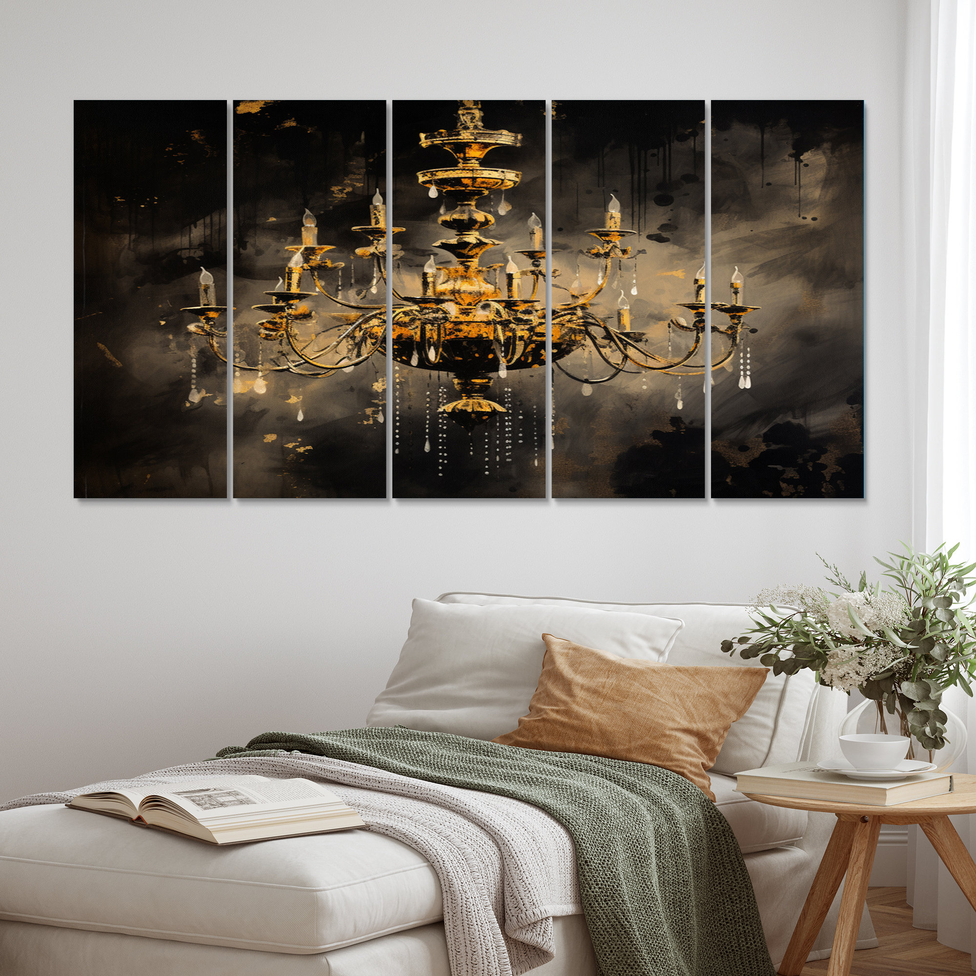 Design Art Chandelier Sumi Zen II - Chandelier Metal Wall Decor Set ...