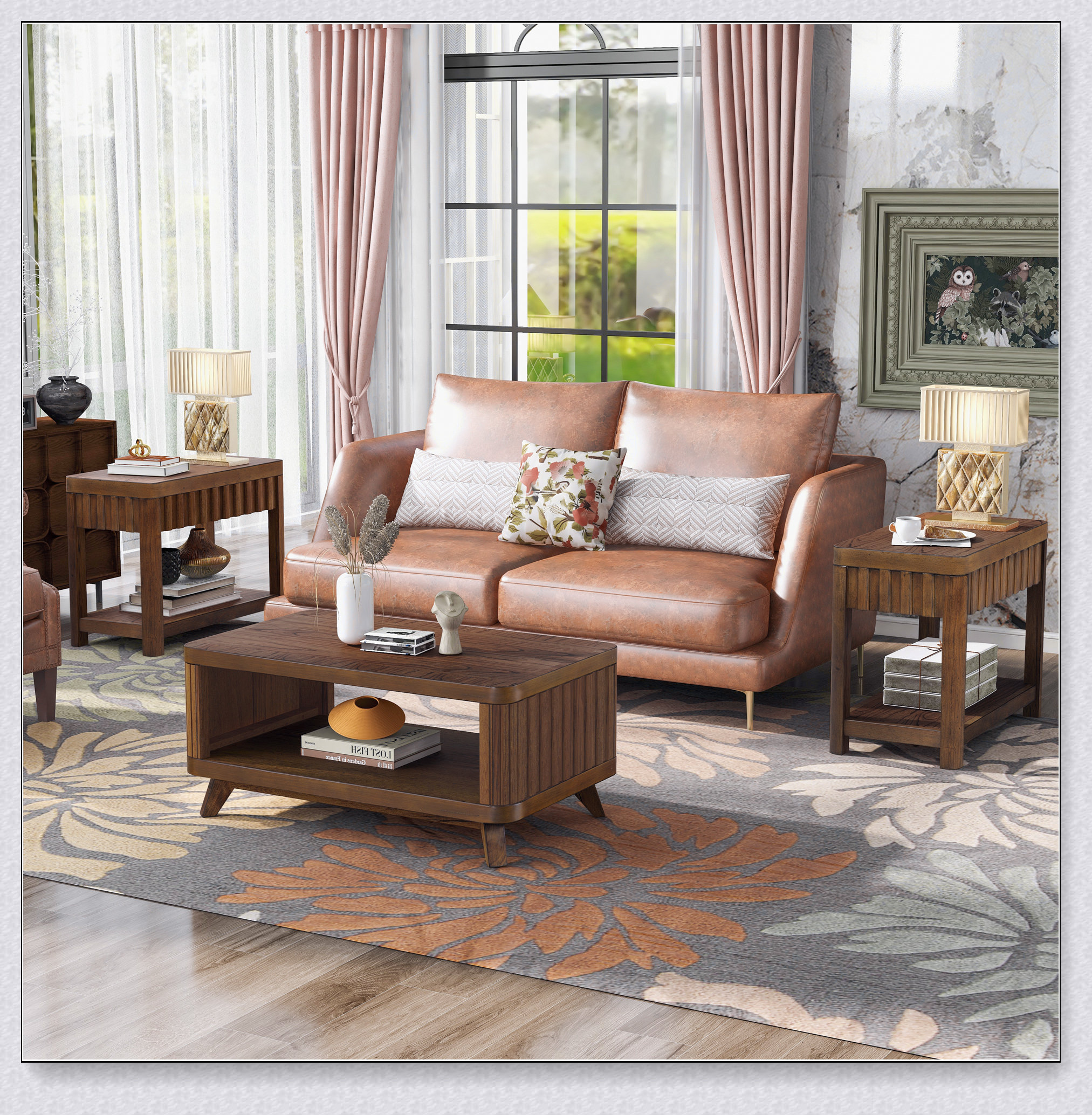 Think Urban Rectangular Living Room Coffee Table Set, 3-Piece Living ...