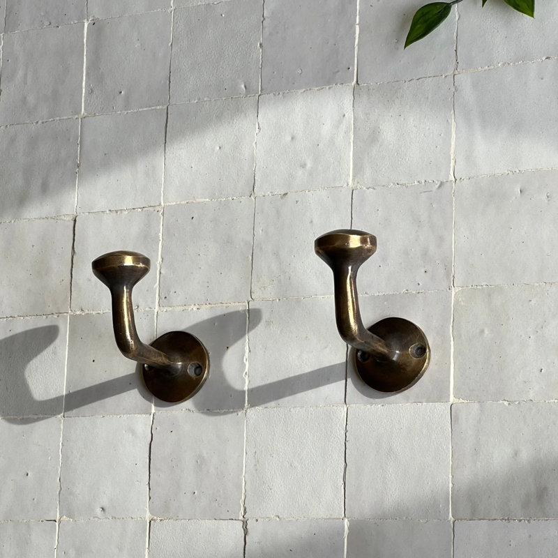 House of Hampton® Set Of 2 Solid Handcrafted Brass Wall Hooks | Wayfair