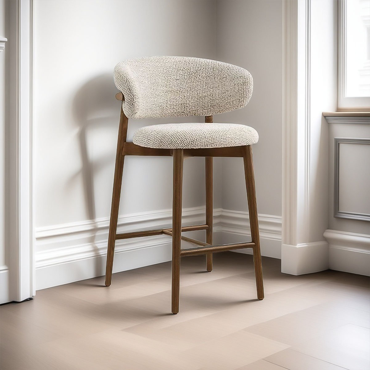 Corrigan Studio Modern Minimalist Solid Wood Bar Stools with Cushion ...