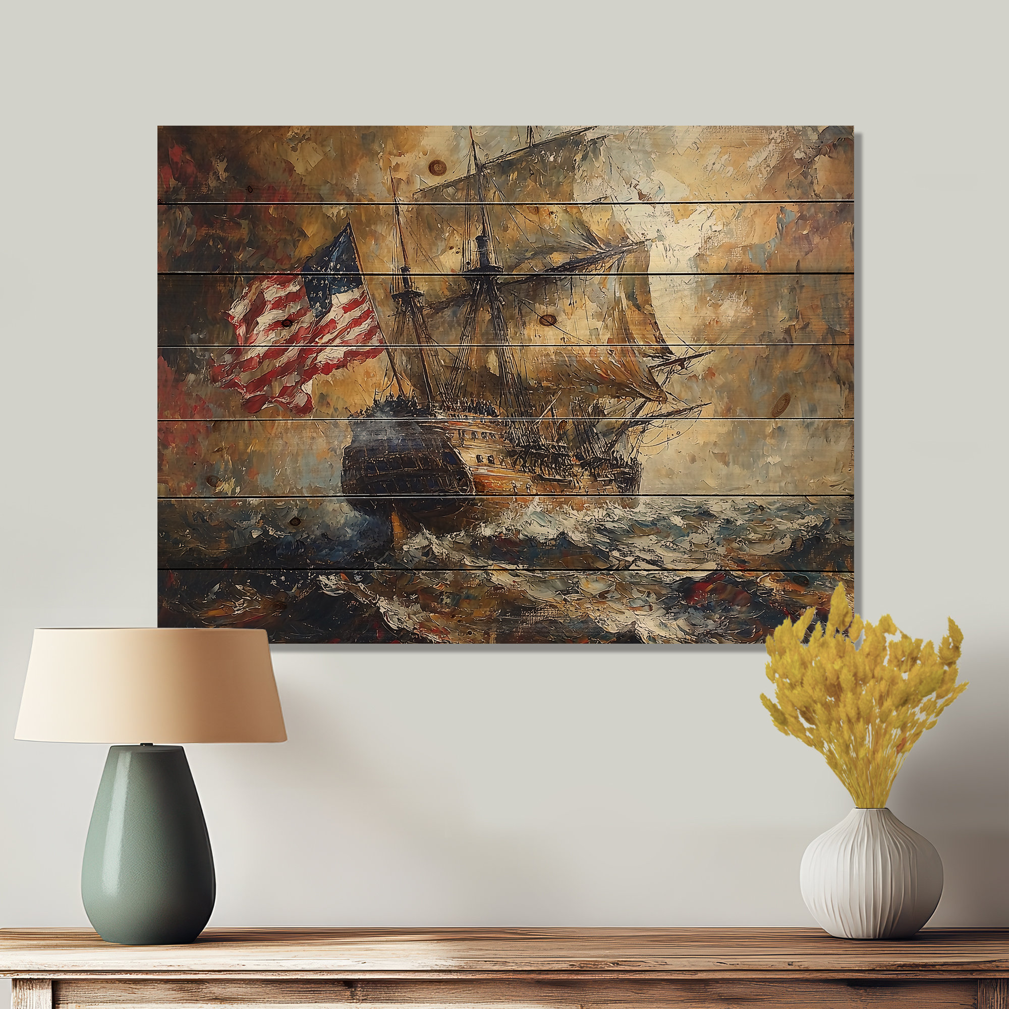 Ophelia & Co. Boston Tea Party Boart Sailing I - Boat Sailing Wood Wall ...
