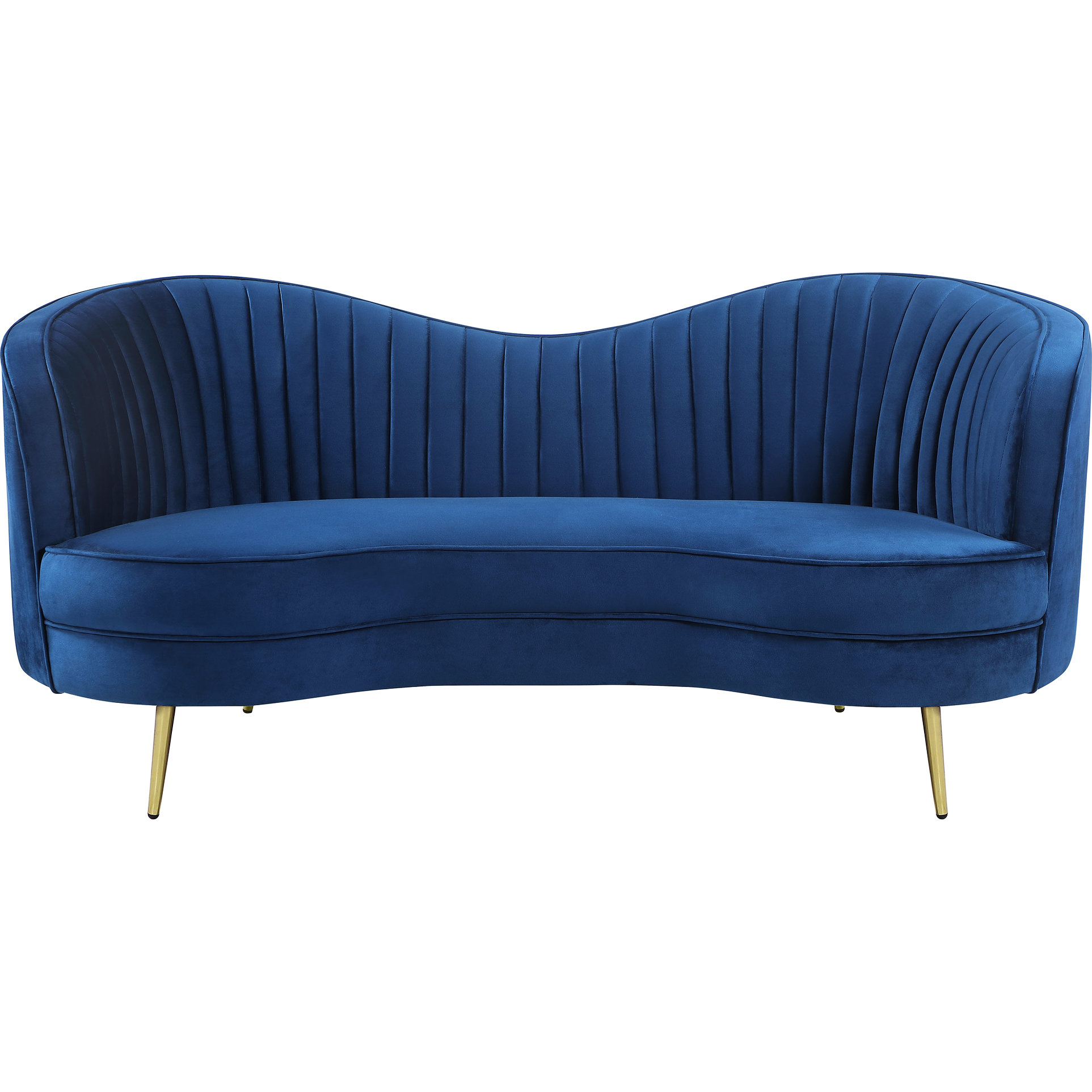 Everly Quinn Transitional Blue Upholstered With Contoured Inverted ...