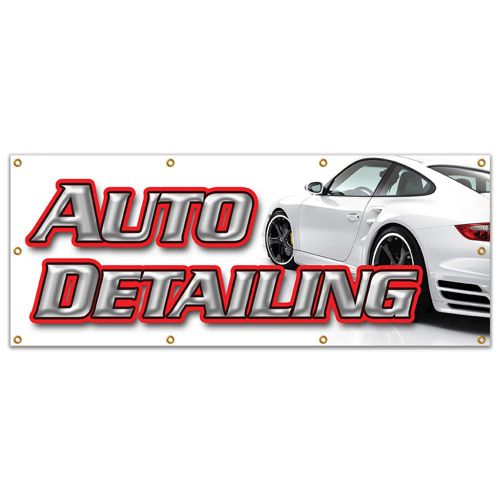 SignMission AUTO DETAILING BANNER SIGN Car Wash Wax Signs Carwash ...