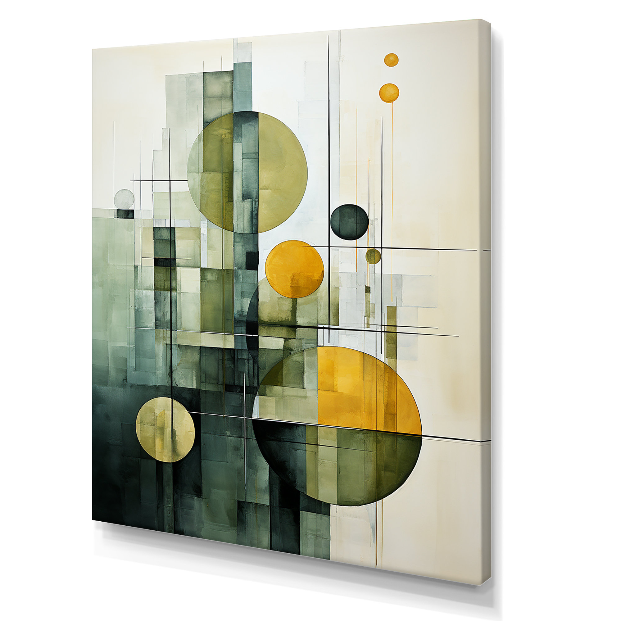 Wrought Studio™ Olive Orbits Abstract Shapes I - Abstract Shapes Canvas ...