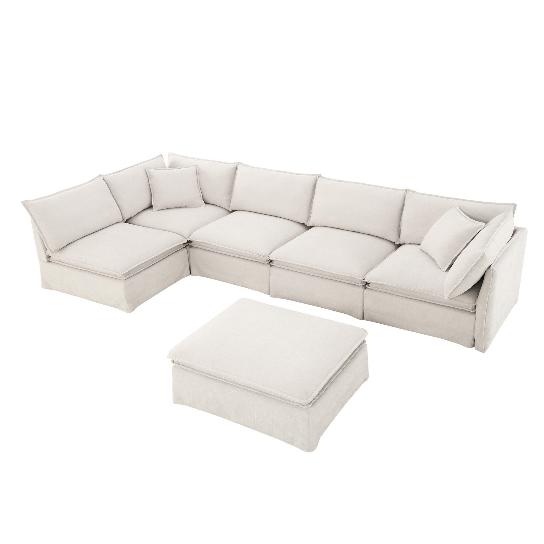 Hokku Designs 125.5'' Modular Sectional Sofa with Movable Ottoman | Wayfair