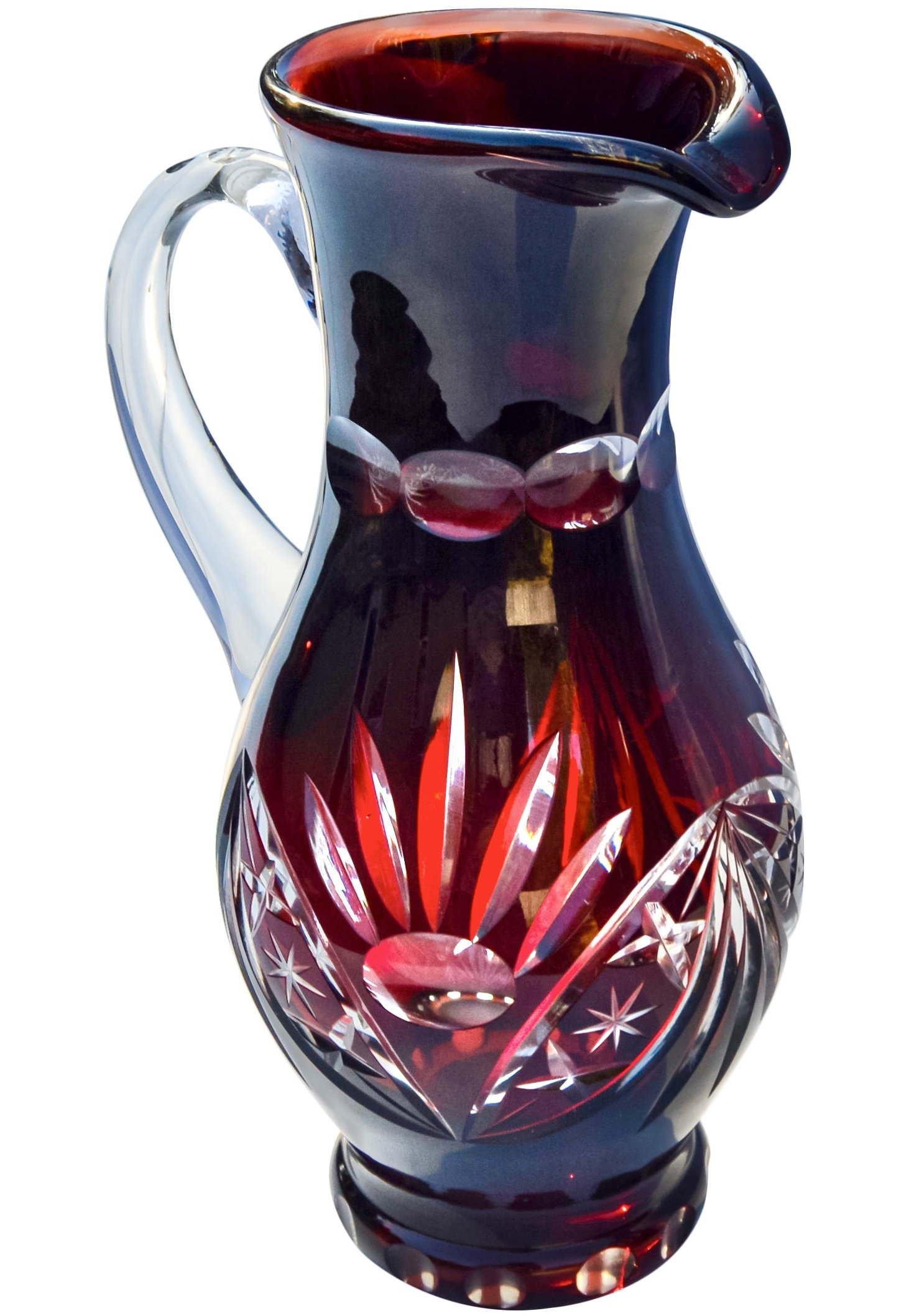 The Moroccan Room Mid 20th Century Handblown Ruby Crystal-cut Pitcher ...