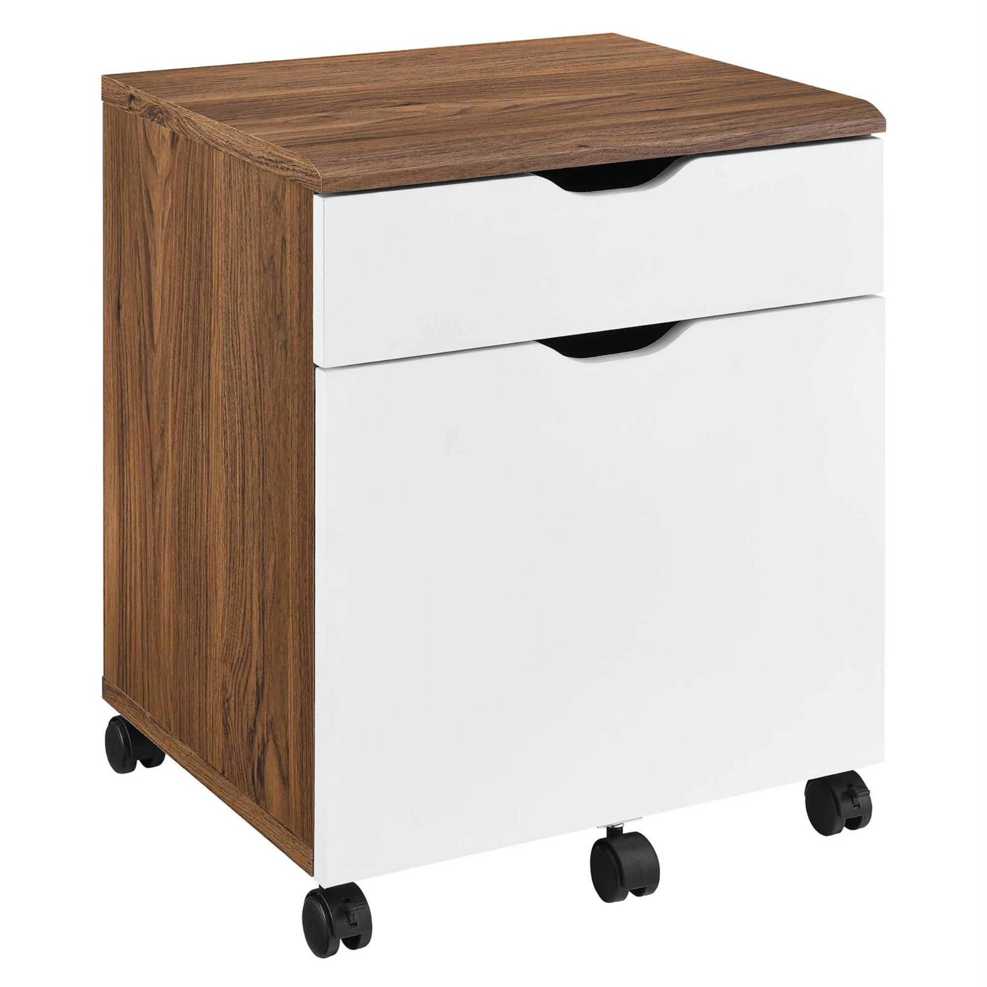 Modway Envision Mid-Century Modern Office File Cabinet in Walnut White ...