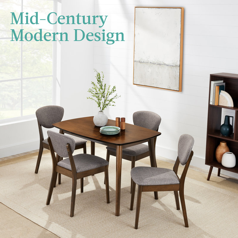Gracie Oaks 5-Piece Compact Wooden Mid-Century Modern Dining Set w/ 4 ...